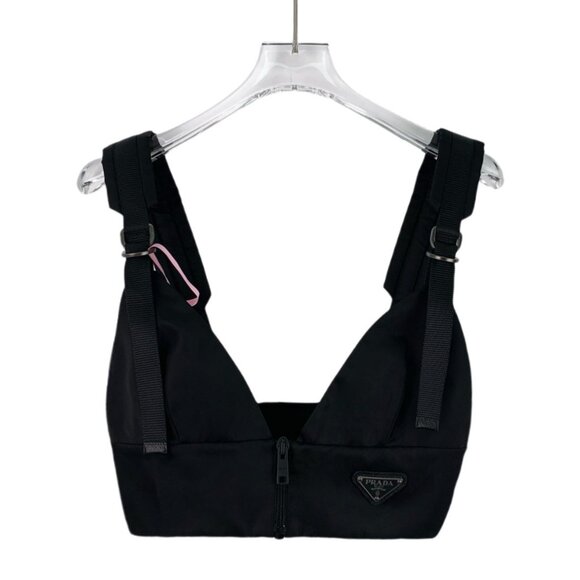 Prada | Tops | Prada Black Triangle Logo Strap Tank Top | Poshmark
